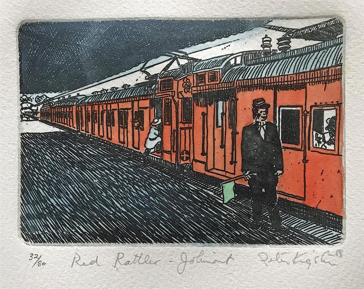 Peter Kingston | Red Rattler, Jolimont 1988 (1988) | MutualArt