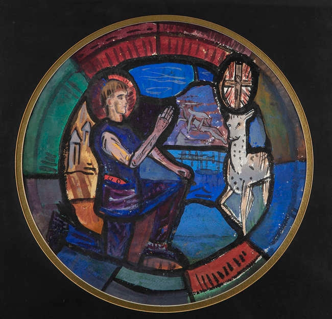 Evie Hone | Study for the stained glass, 'Eustace and the Stag' | MutualArt