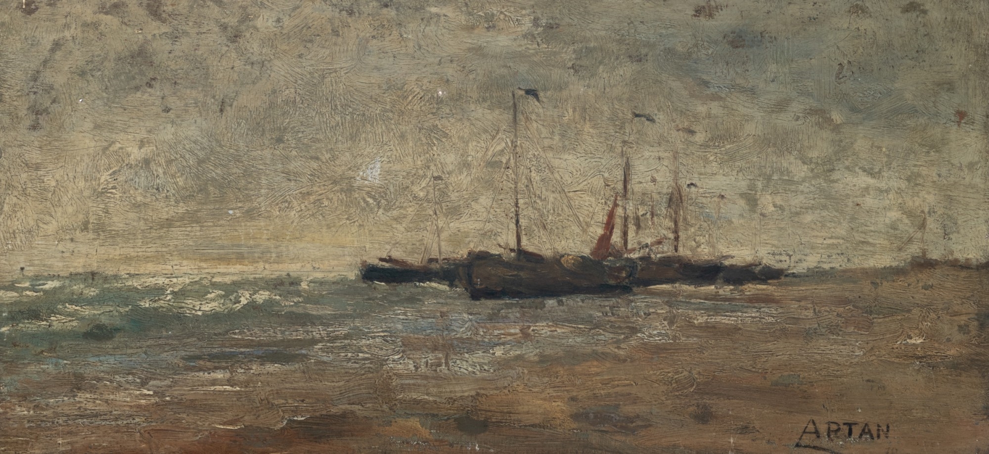 Louis Artan de Saint Martin | View of a reef from a beach (1870 ...