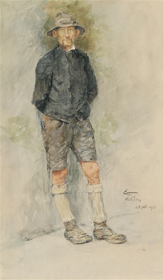 Josef Engelhart | Portrait of a gentleman in a top hat and with a ...