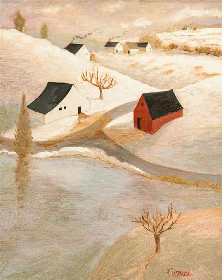 Bob Ferrucci | Winter Barns | MutualArt