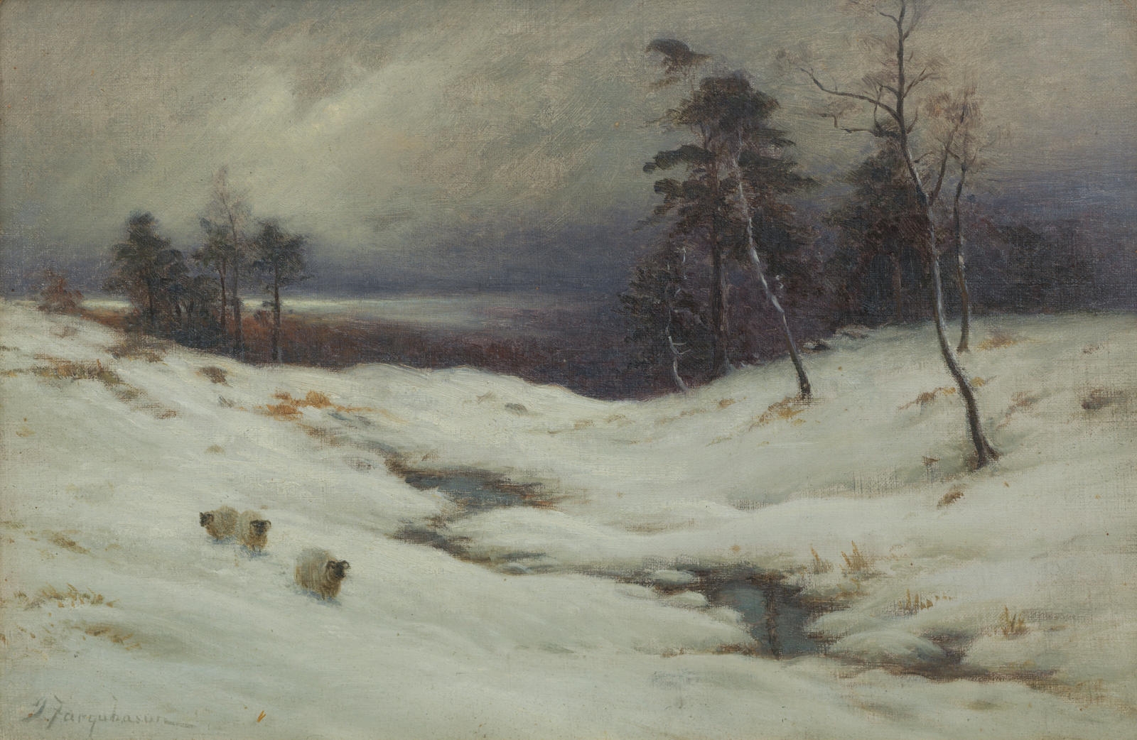 Joseph Farquharson | Sheep in a Snowy Glen | MutualArt