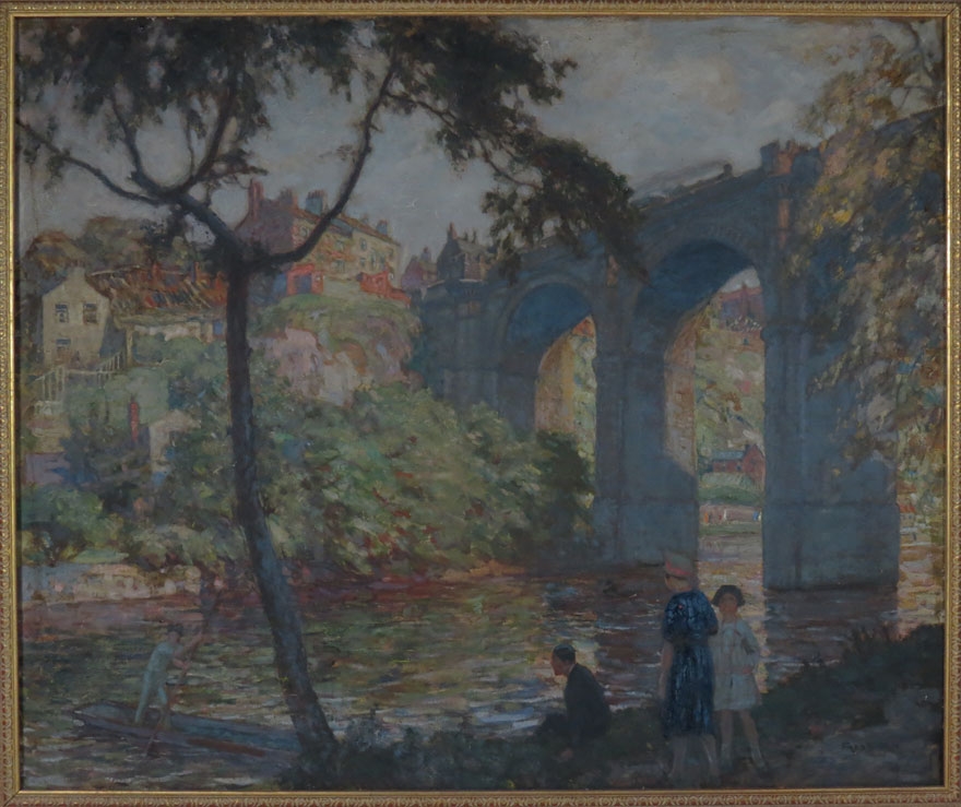 Frederick Stead | family on a river bank beneath an arched stone train ...