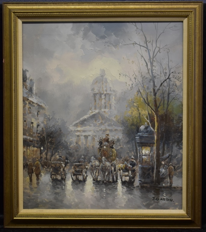 J. Gaston | Early Winter Parisian Street Scene | MutualArt