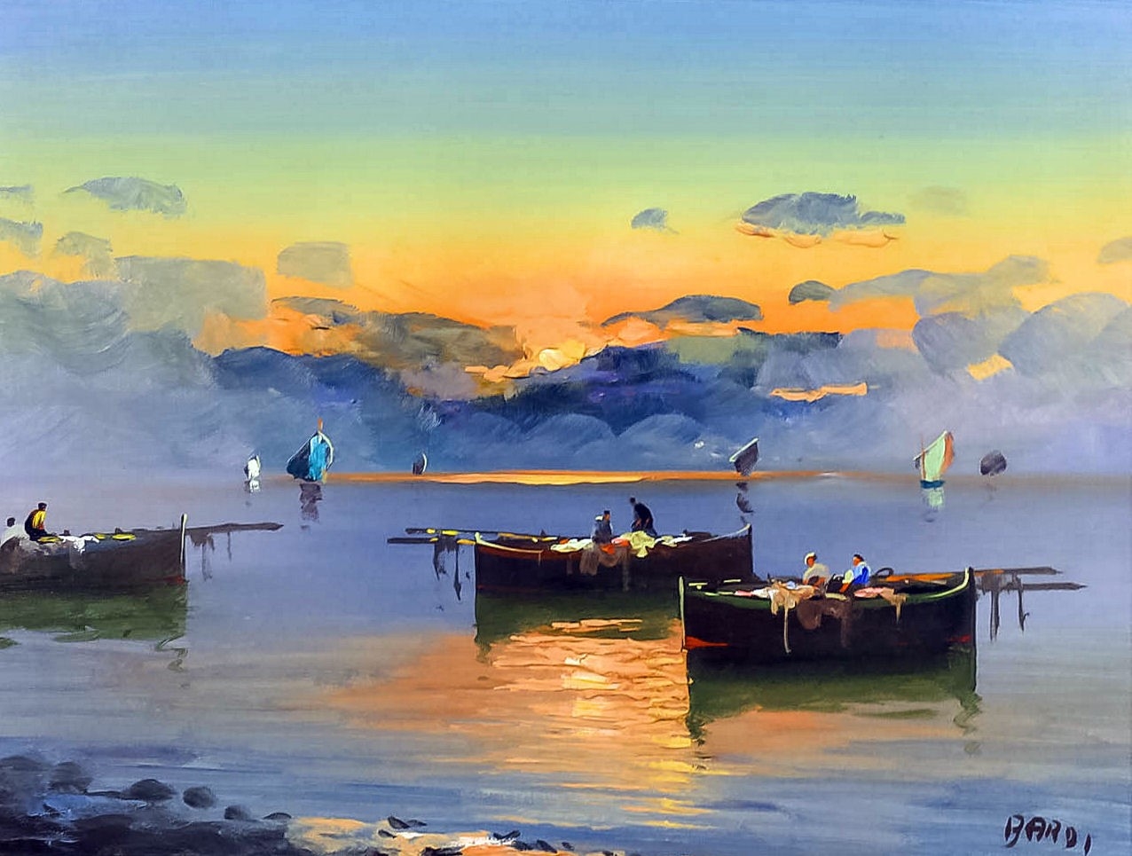 Mario Bardi | Fishing Boats in the Meditteranean | MutualArt