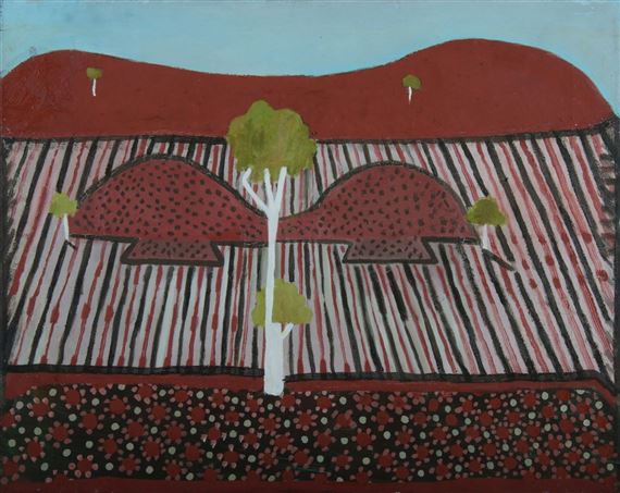 Trevor Nickolls | Brown Hills Dreamtime Landscape (1985) | MutualArt