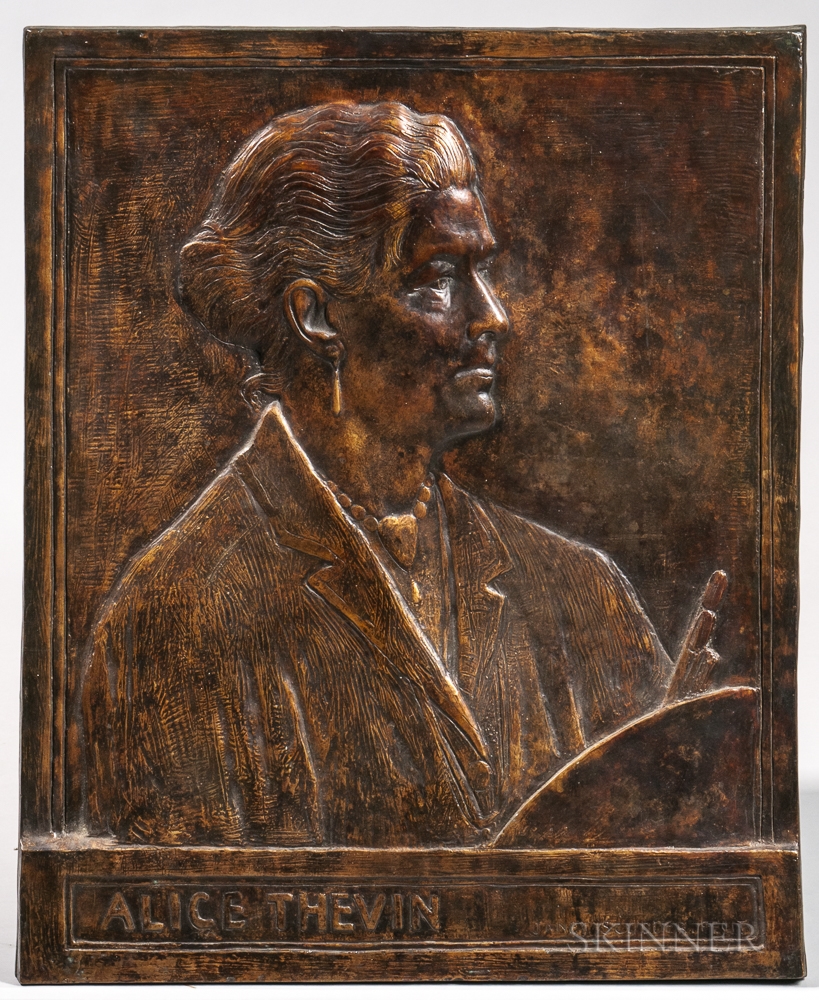 Janet Scudder | Bronze Portrait Plaque Depicting Alice Thevin | MutualArt