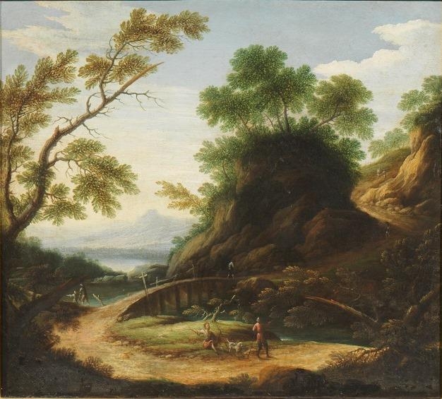 Giovanni Battista Cimaroli | 2 WORKS, LANDSCAPE WITH FIGURES AND BRIDGE ...
