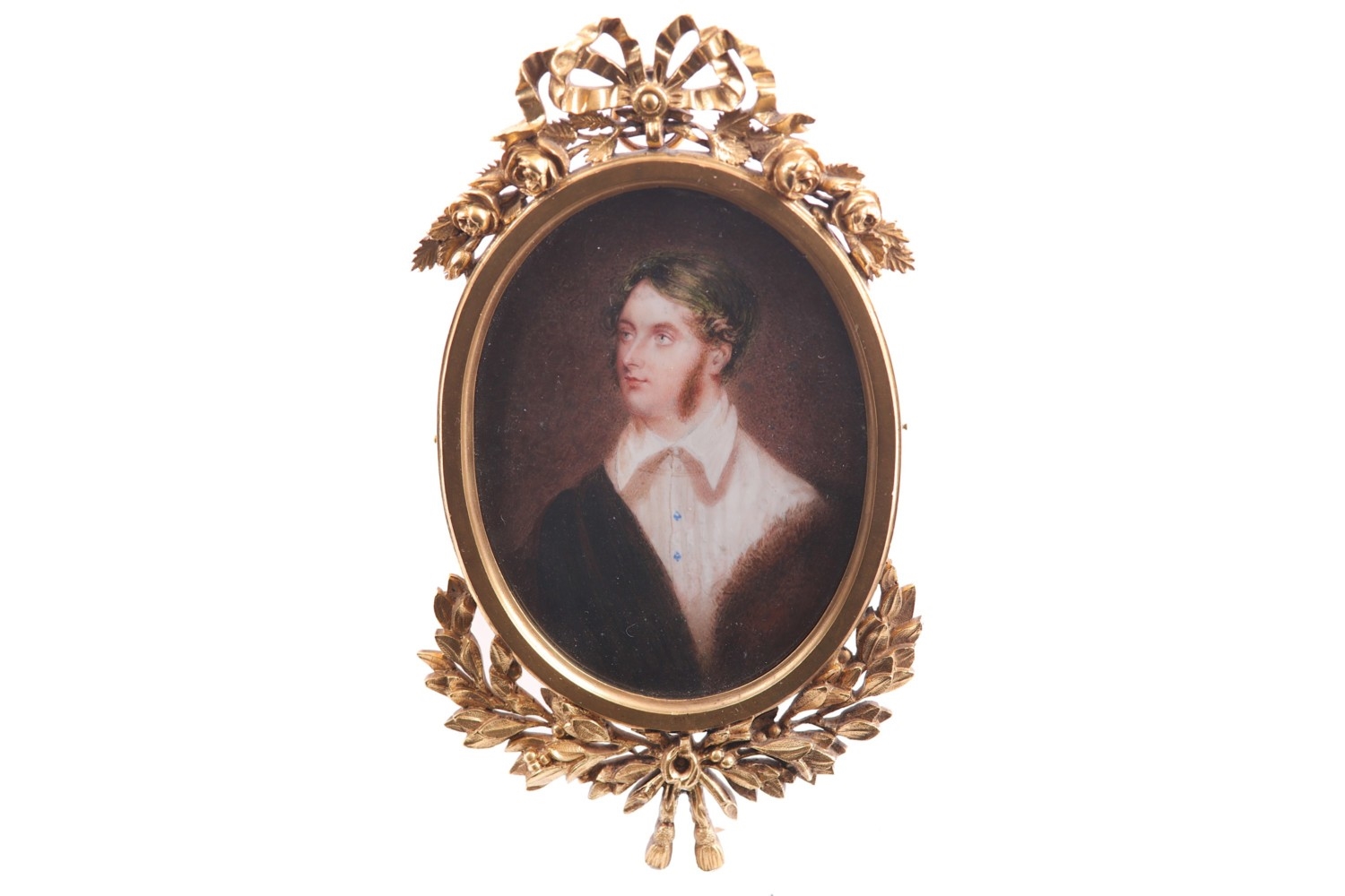 Alfred Chalon | Portrait miniature, possibly of Lord Byron, after the ...