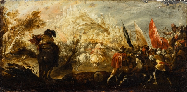 Salvator Rosa | Battle scene with cavalry and infantry | MutualArt
