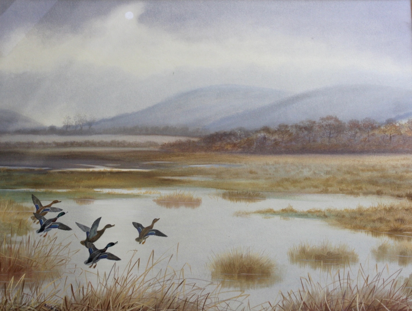 Philip Rickman | MALLARD RISING OVER MARSHLAND | MutualArt