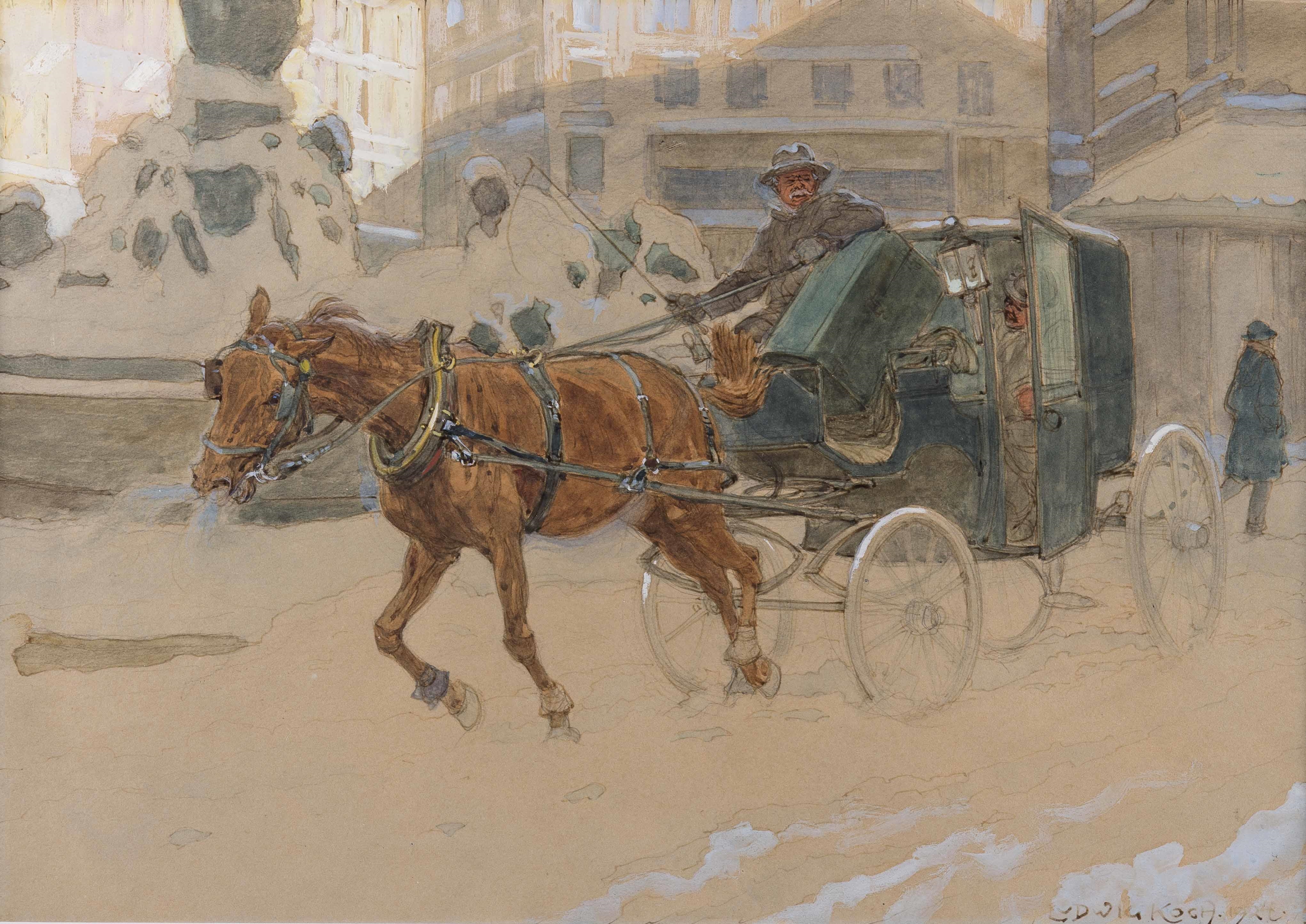 Ludwig Koch | Wiener Fiaker im Winter (1920) | MutualArt