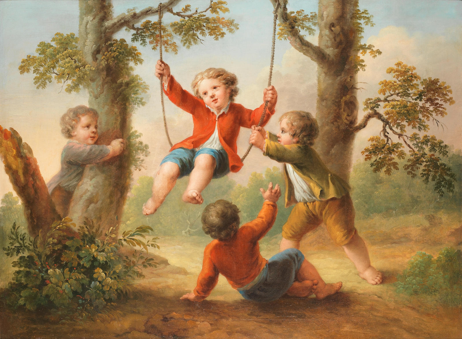 François Boucher | Children playing on a swing | MutualArt