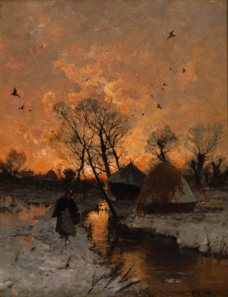 Ludwig Munthe | Winterly Creek in Dusk | MutualArt