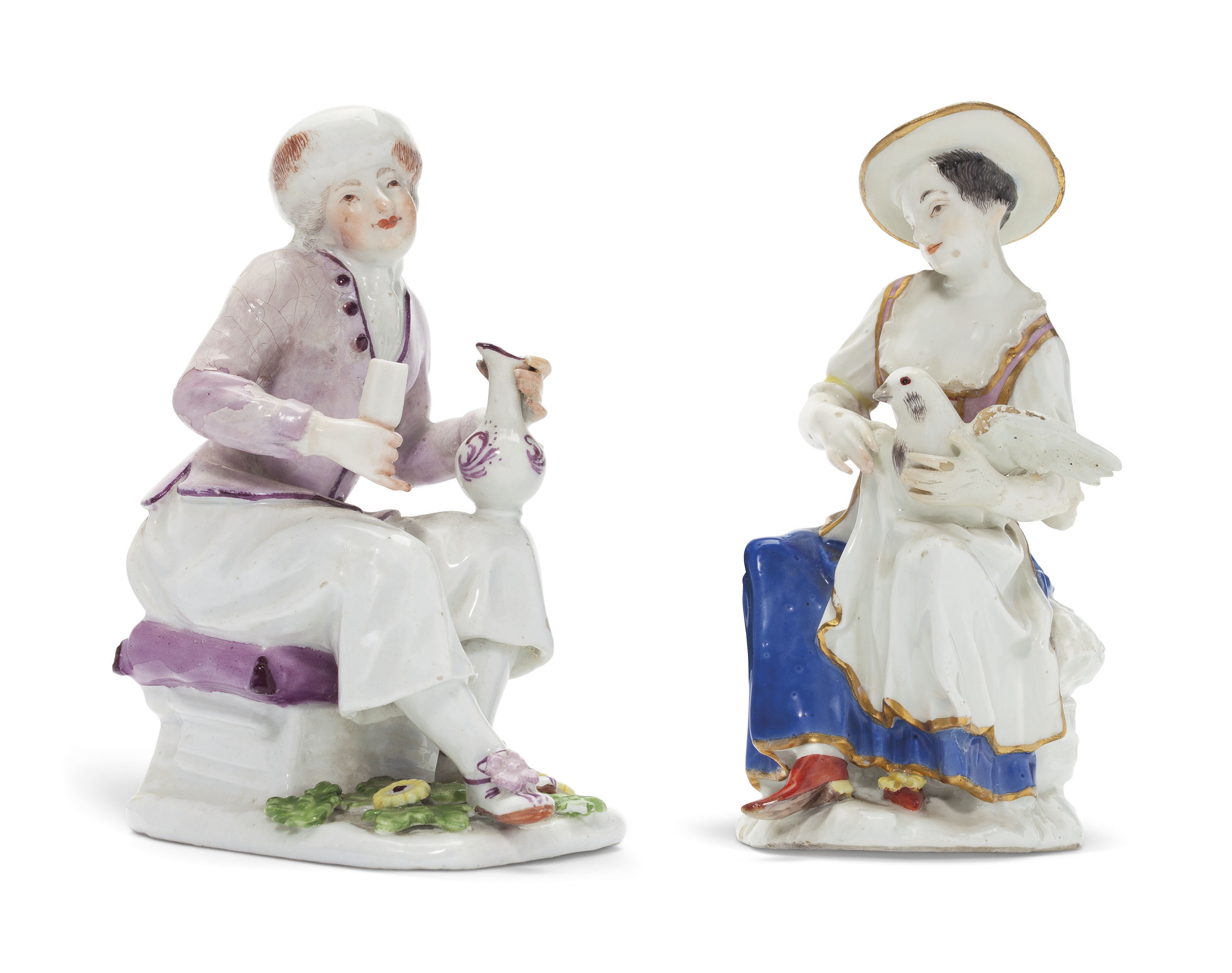 Johann Friedrich Eberlein | TWO MEISSEN PORCELAIN SEATED FIGURES ...