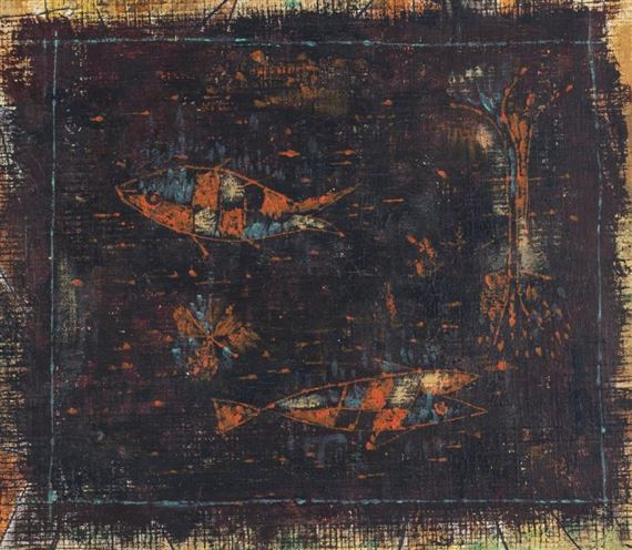 Homi Patel | 2 works: ‘A Bird’, ‘Fish’ (1954) | MutualArt