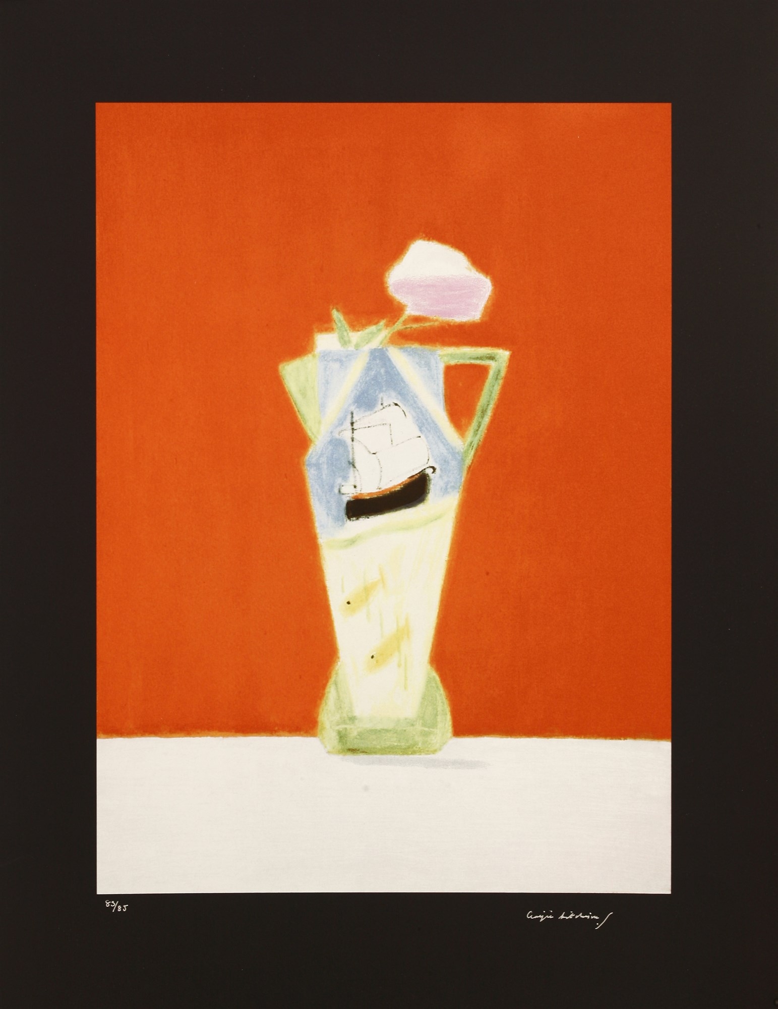 Craigie Aitchison | STILL LIFE ON VERMILLION (2008) | MutualArt