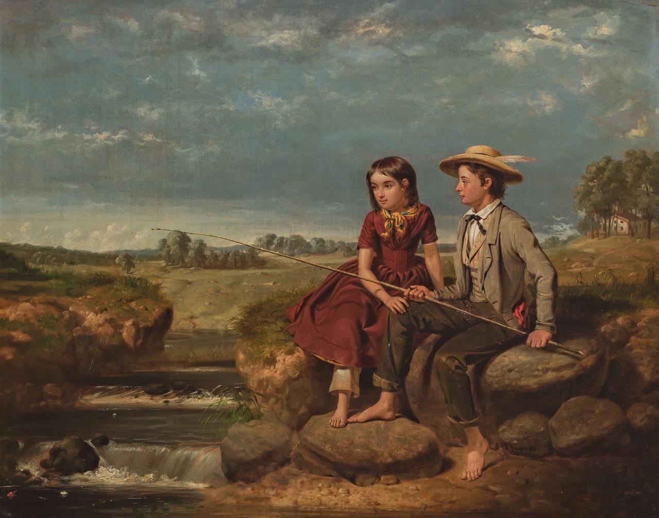 Junius Brutus Stearns | Children Fishing (1850) | MutualArt