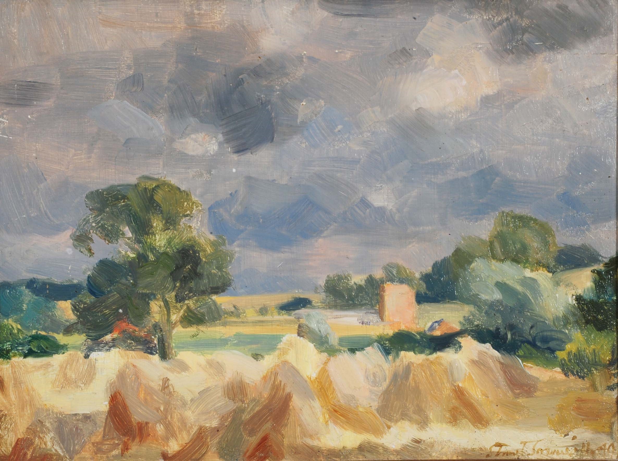 Stuart Scott Somerville | A Country Landscape with Haystacks | MutualArt