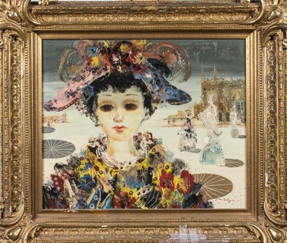 Jean Calogero | Portrait of a young woman in carnival dress | MutualArt