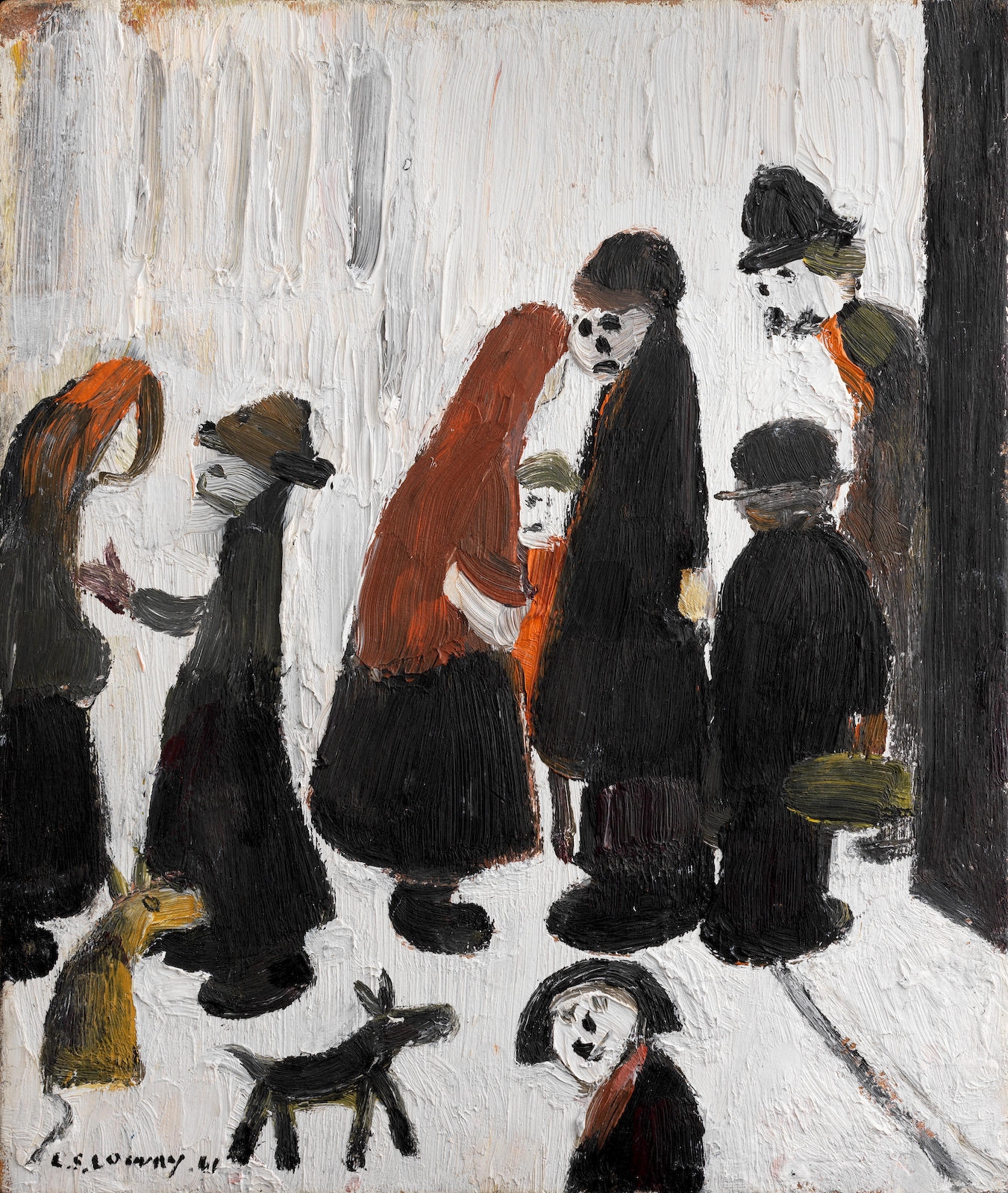 Laurence Stephen Lowry | Figures with a Dog (1957) | MutualArt