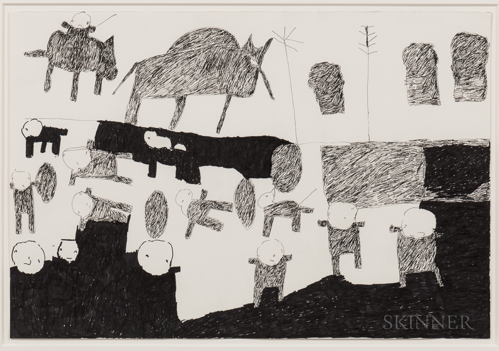 Donald Mitchell | Untitled (Animals and Figures) | MutualArt