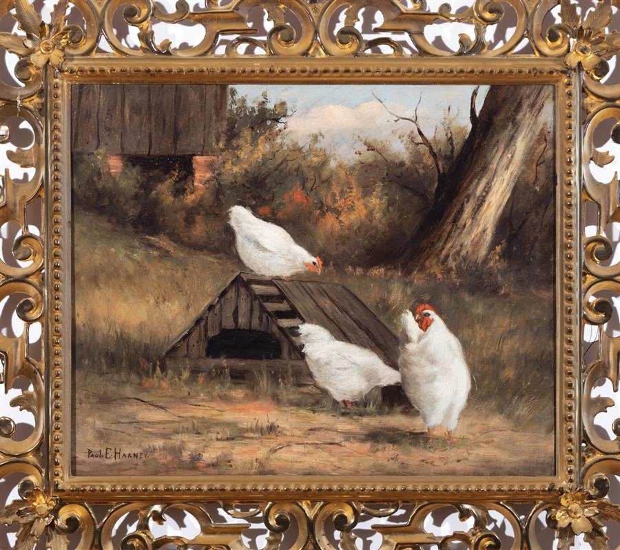Paul E. Harney Jr. | Chickens in a farmyard | MutualArt
