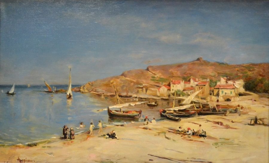 Louis Appian | Plage animée en Méditerranée | MutualArt