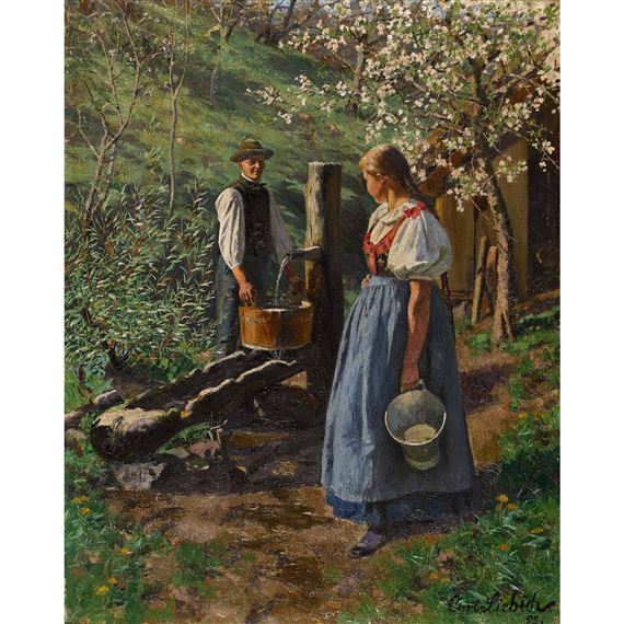 Curt Liebich | Begegnung am Brunnen. (1895) | MutualArt