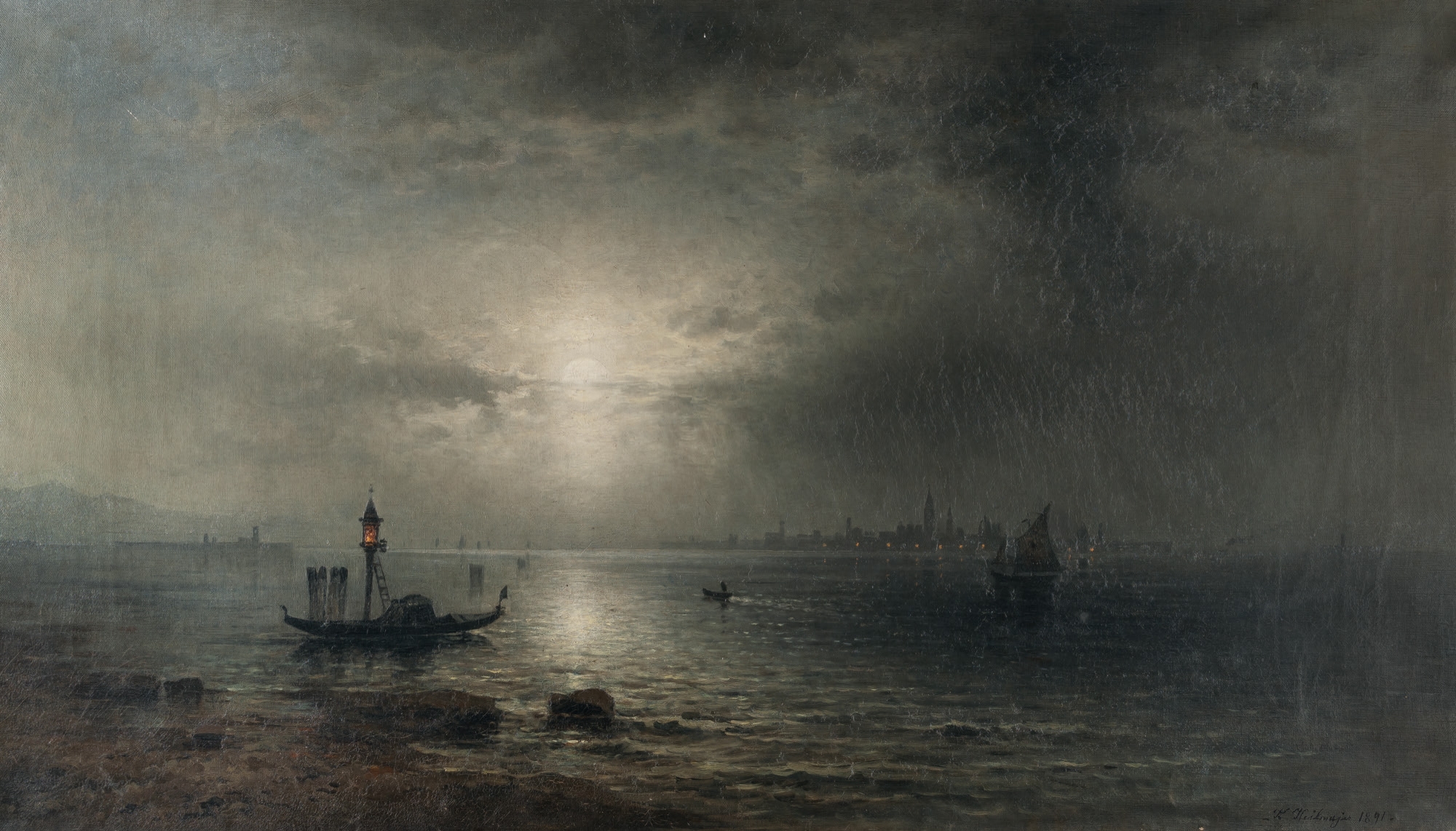 Karl Heilmayer | Venice in the moonlight (1891) | MutualArt