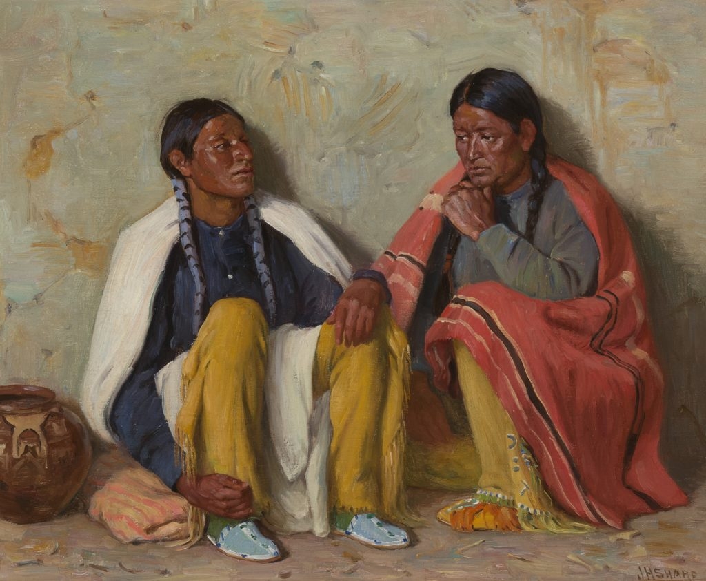 Joseph Henry Sharp | PLAYING TO THE BUFFALO SKULL | MutualArt