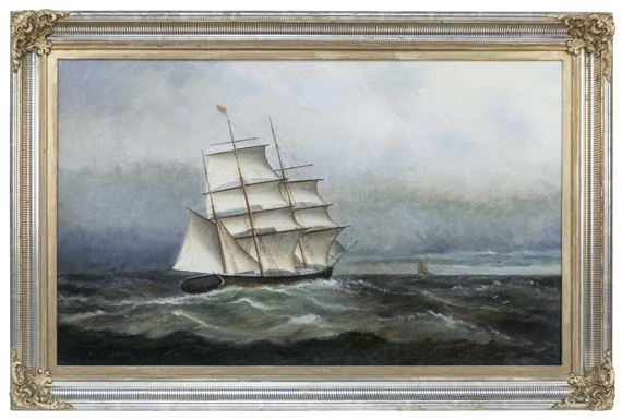 L.M. Cooke | A three-masted sailing ship with a sloop off her bow (1881 ...