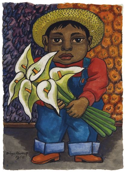 Diego Rivera | Girl with calla lilies | MutualArt