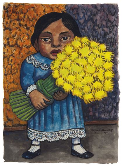 Diego Rivera | Girl with calla lilies | MutualArt