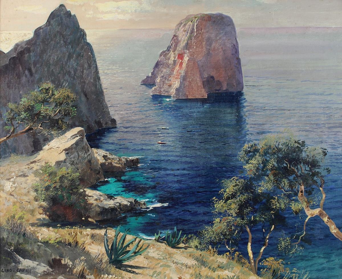Gustave Lino | Capri. Blick auf die Faraglioni von der Insel aus ...