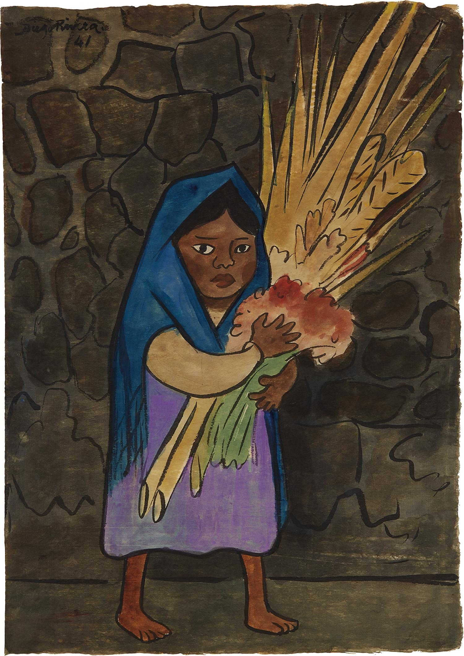 Diego Rivera | Girl with calla lilies | MutualArt