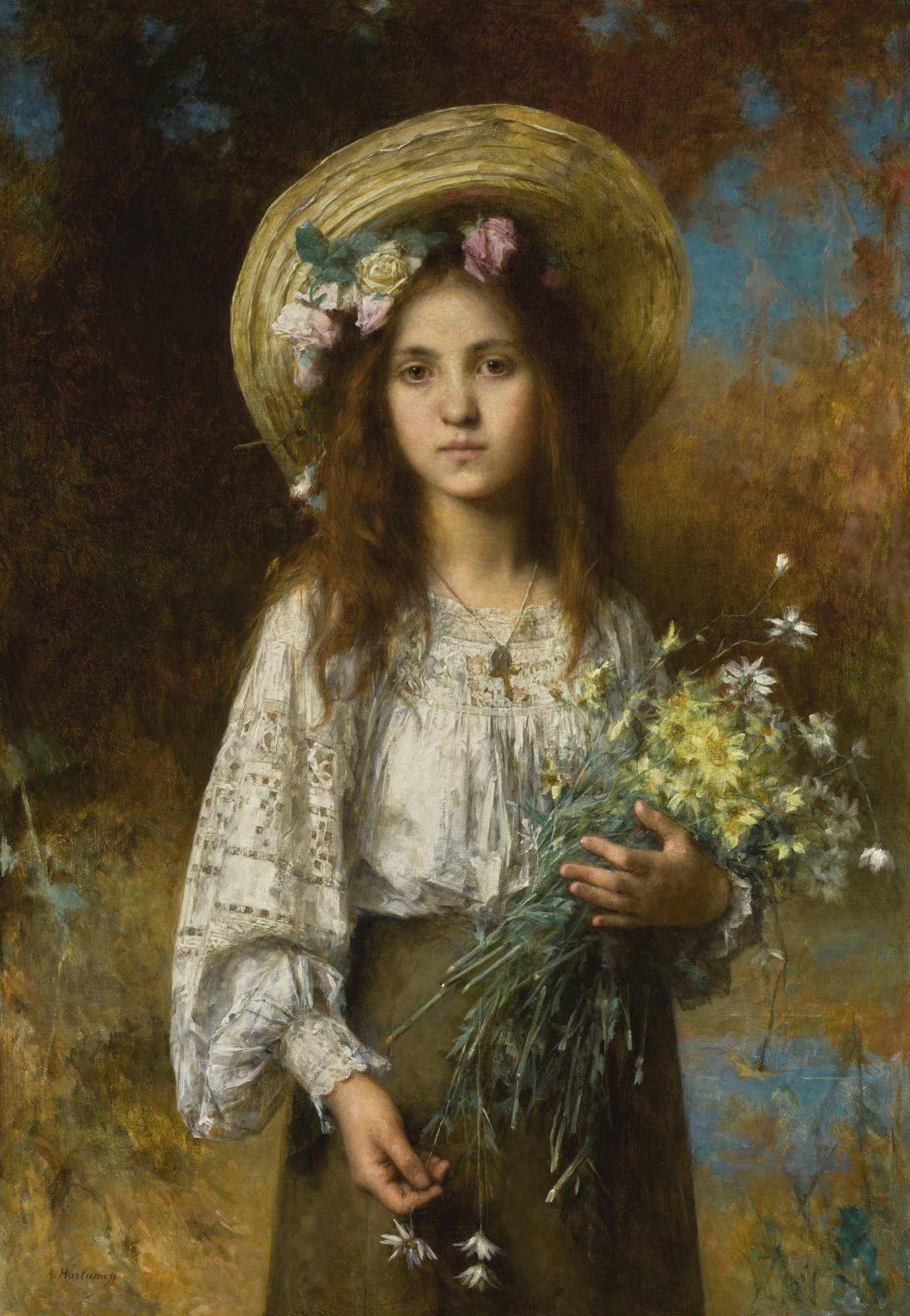Alexej Harlamoff | GIRL WITH FLOWERS | MutualArt