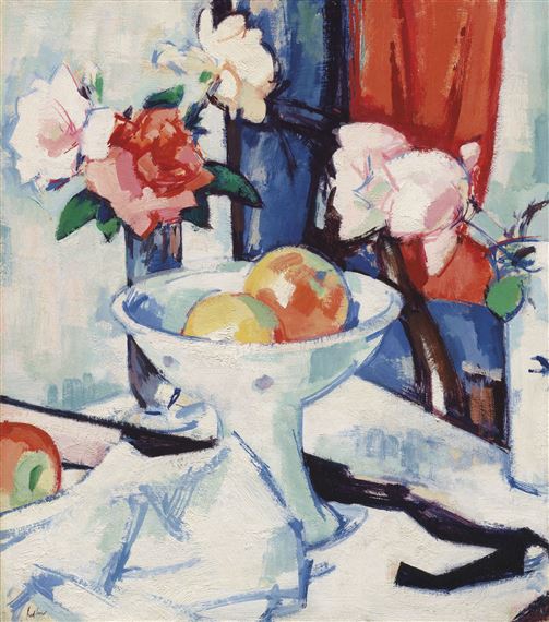 Samuel John Peploe | Still life with plaster cast and books | MutualArt