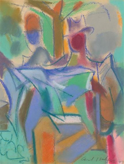 Carl Robert Holty | Seated Figure Reading a Newspaper (1947) | MutualArt