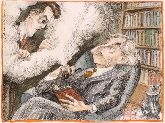 Edward Sorel | Bertrand Russell and Ludwig Wittgenstein | MutualArt