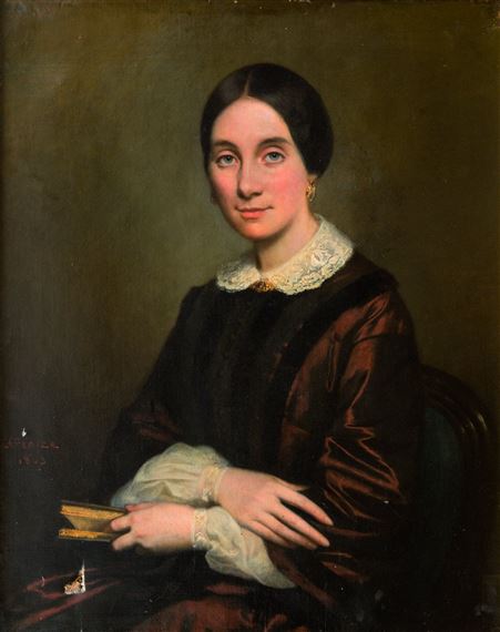 Auguste-Barthélemy Glaize | Portrait de femme au livre (1853) | MutualArt