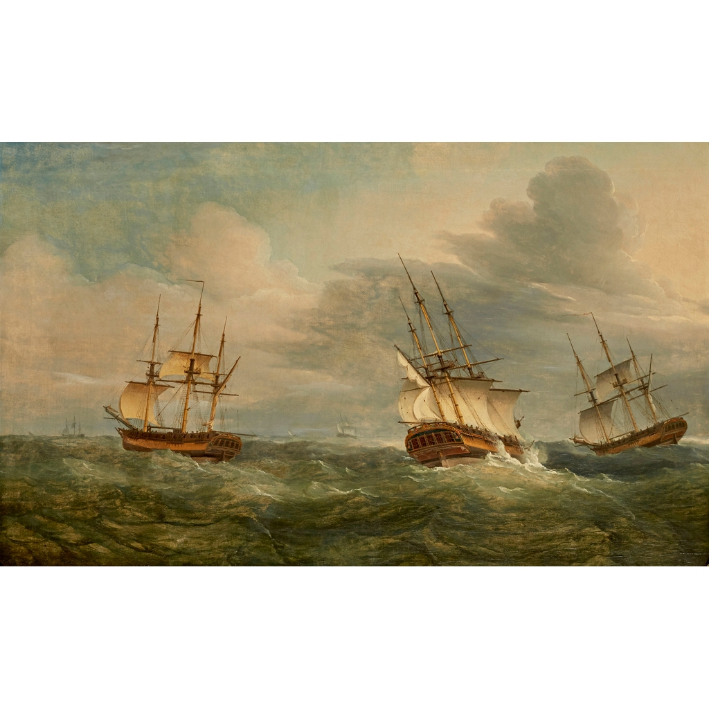 Thomas Whitcombe | STUDY OF A FRIGATE IN THREE POSITIONS | MutualArt