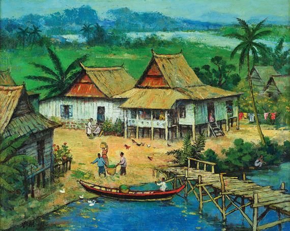 Liu Kang | Kampong Scene (1986) | MutualArt