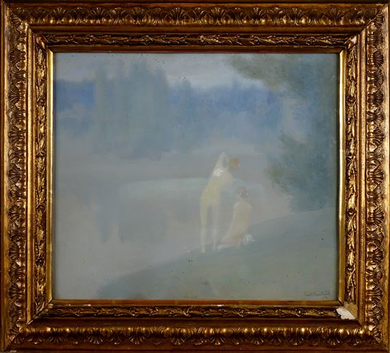 Constant Montald | Deux Nymphes au bord de l'Etang (1903) | MutualArt