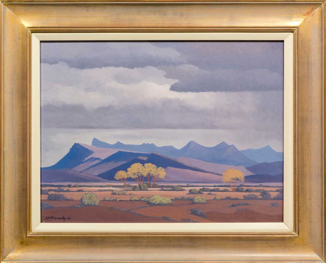 Jacob Hendrik Pierneef | Extensive Mountain Landscape with Trees (1952 ...