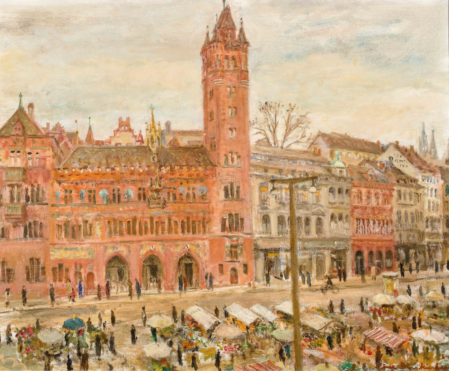 Irène Zurkinden | Marktplatz in Basel mit Rathaus (1954) | MutualArt