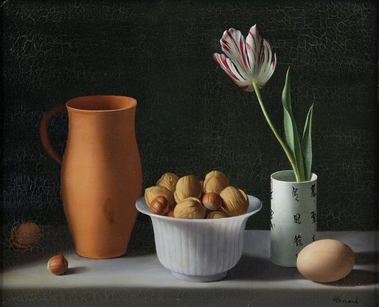 Fernand Renard | Coupe de noix et noisettes, pichet de terre cuite ...