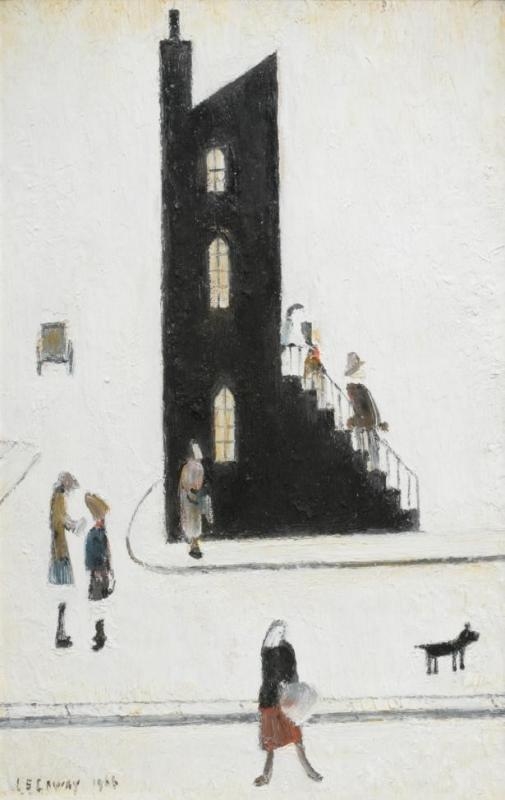 Laurence Stephen Lowry | Figures with a cat (1967) | MutualArt