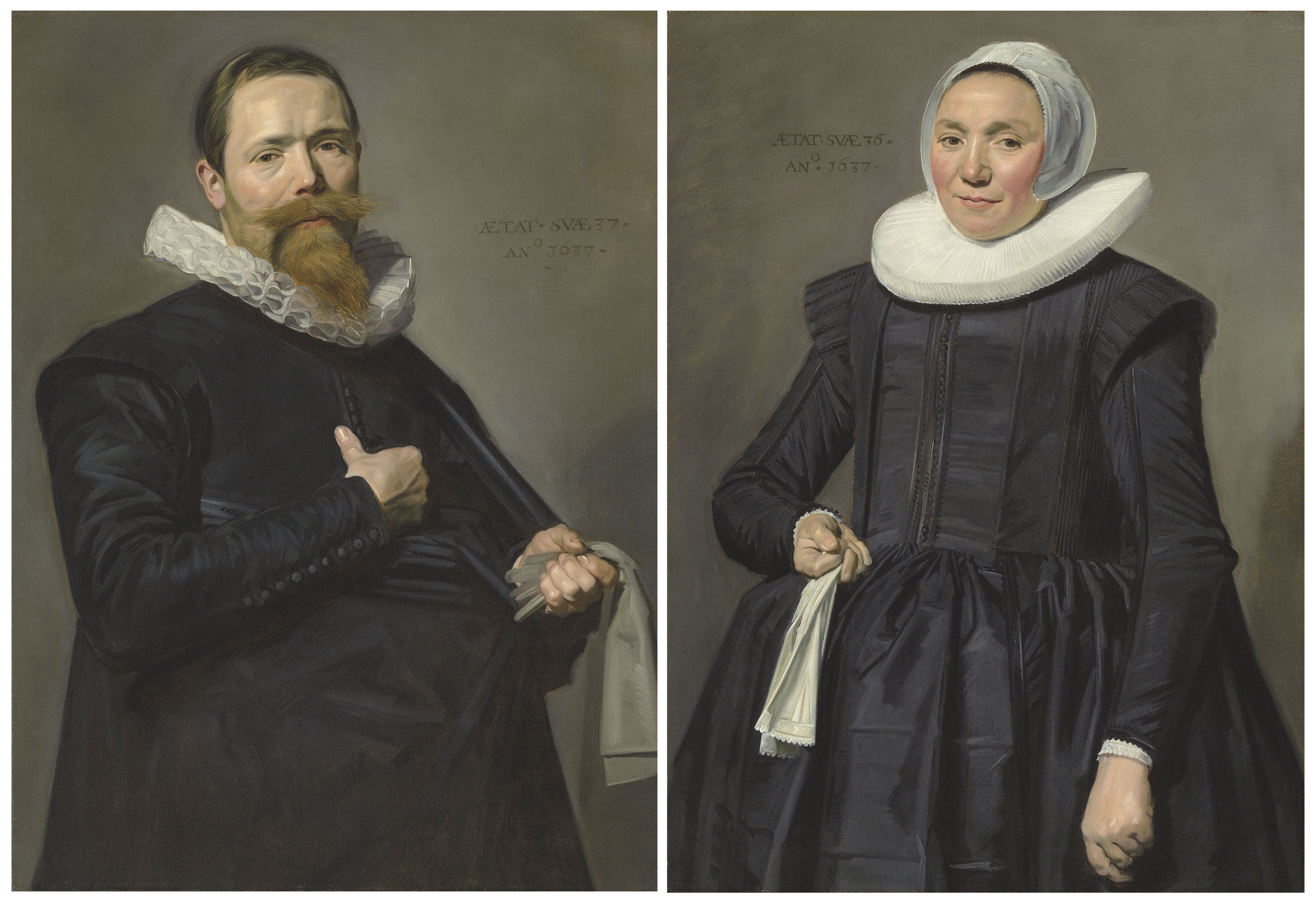 Frans Hals | Portrait of a gentleman, aged 37; and Portrait of a lady ...