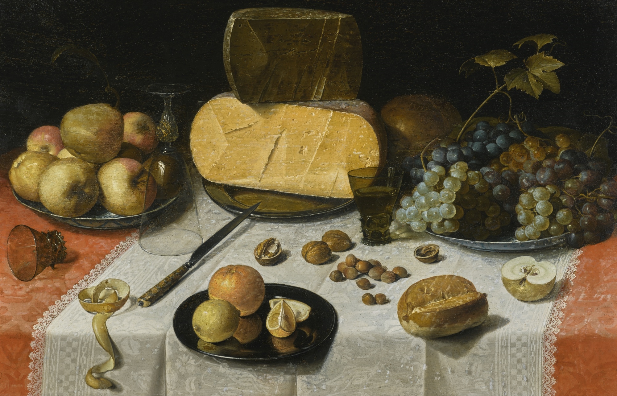 Floris Claesz van Dijck | AN UITGESTALD STILL LIFE OF PEARS, APPLES AND ...